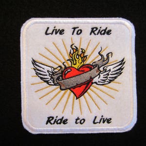 Embroidered Live to Ride Iron on Patch, Ride to Live Iron on Patch ...