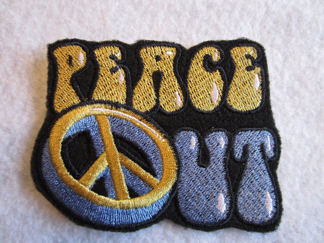 Embroidered Peace Out Iron on Patch, Retro Patch, Iron on Patch 60's ...