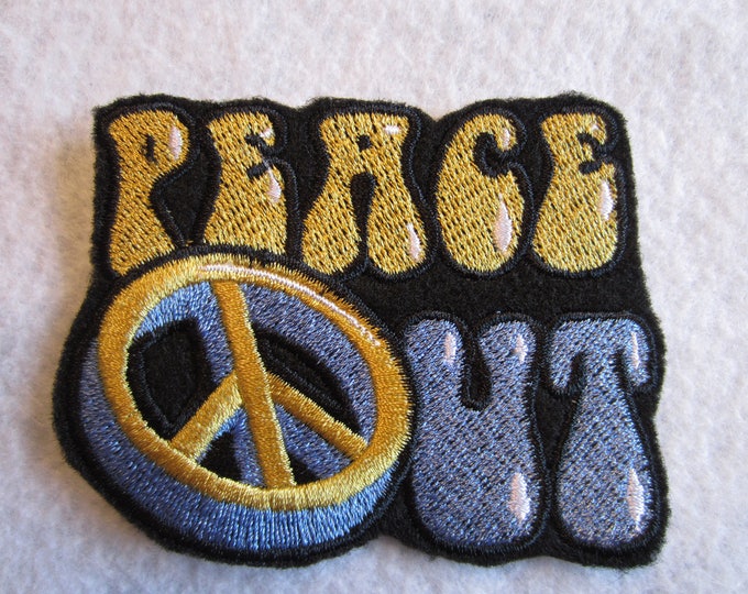 Embroidered Peace Out Iron on Patch, Retro Patch, Iron on Patch 60's ...
