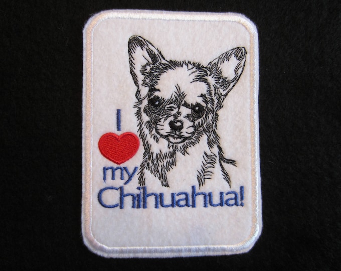 Embroidered I Love My Chihuahua Iron on Patch, Chihuahua Patch, Dog Patch, Iron on Patch, Love ...