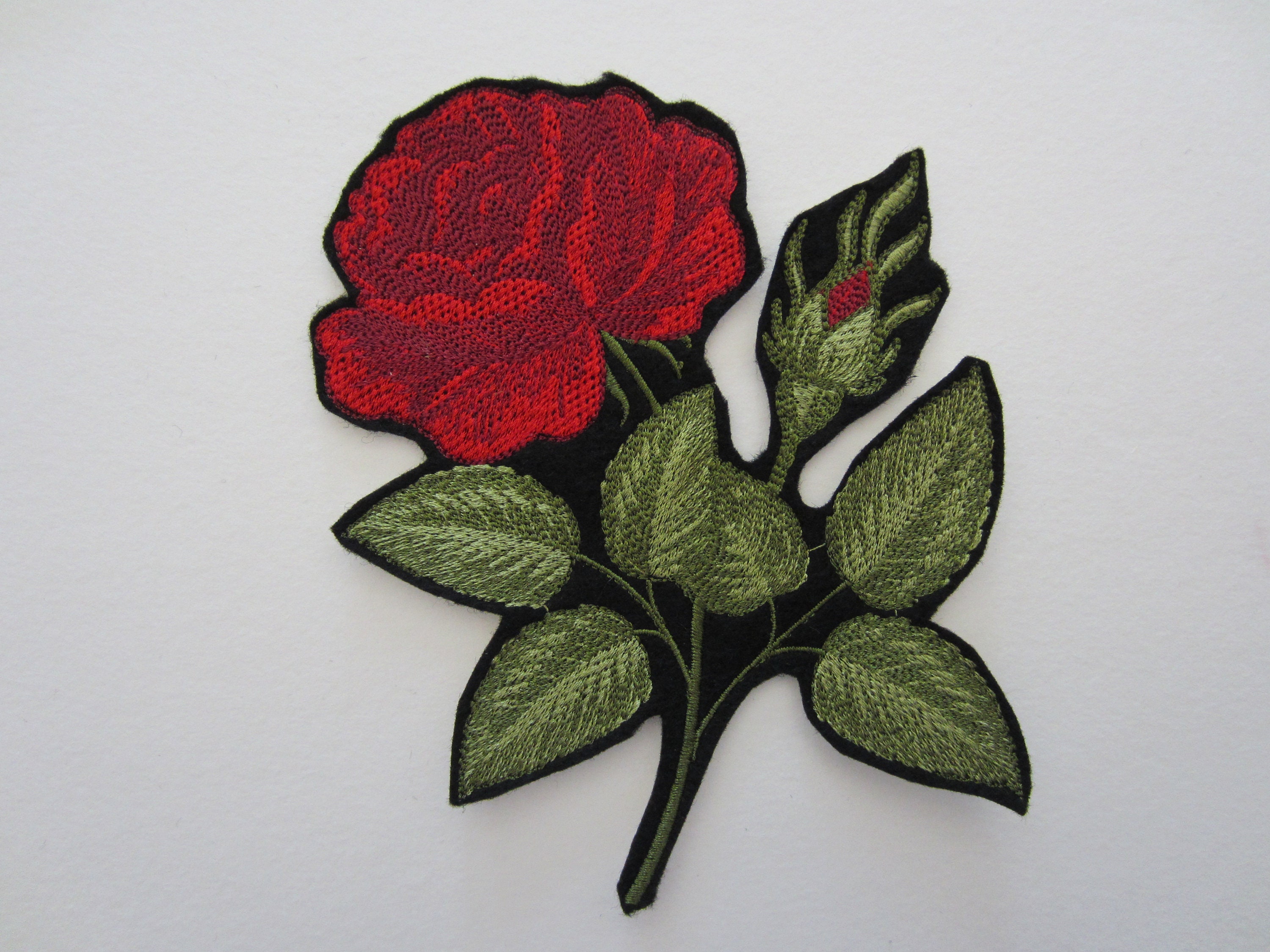 Embroidered Red Rose Iron On Patch Rose Patch Rose Applique | Etsy