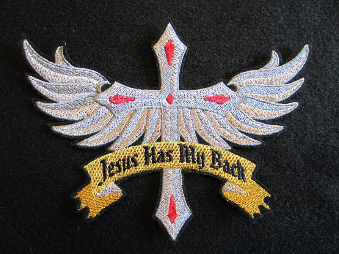 Large Cross Iron on Applique, Winged Cross, Flying Cross, Iron on Patch ...