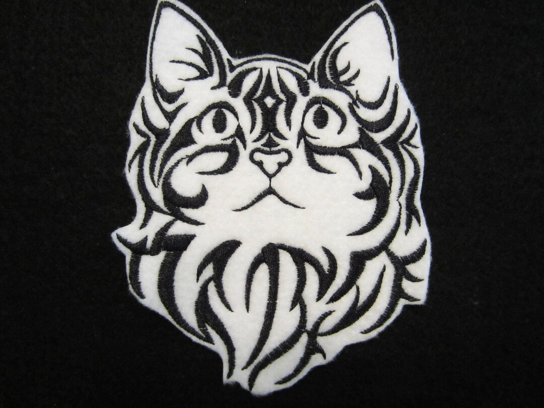 Embroidered Cat Iron on Patch, Iron on Cat, Iron on Applique Cat, Cat ...