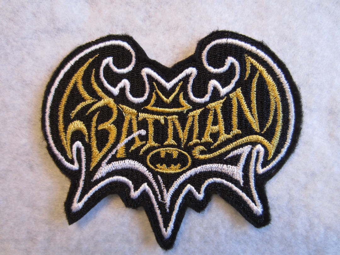 Embroidered Batman Iron on Patch, Gold White Black Felt Applique - Etsy