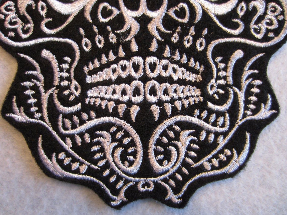 Embroidered Sugar Skull Iron on Patch Sugar Skulls Iron on - Etsy