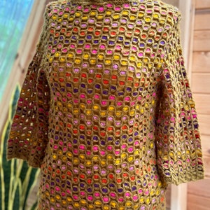 1960s Multicolor Crocheted Top - Etsy