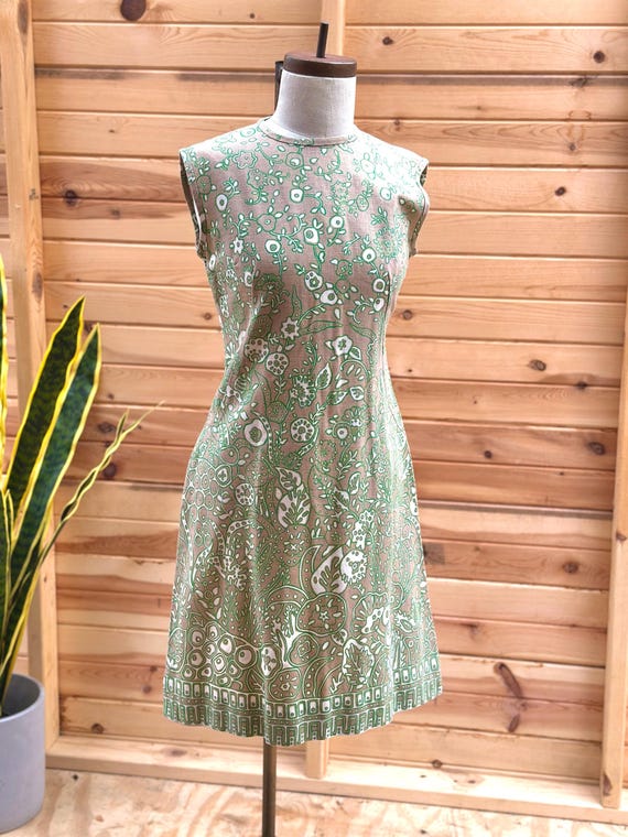 1960’s Mod A-line Botanical Dress - Gem