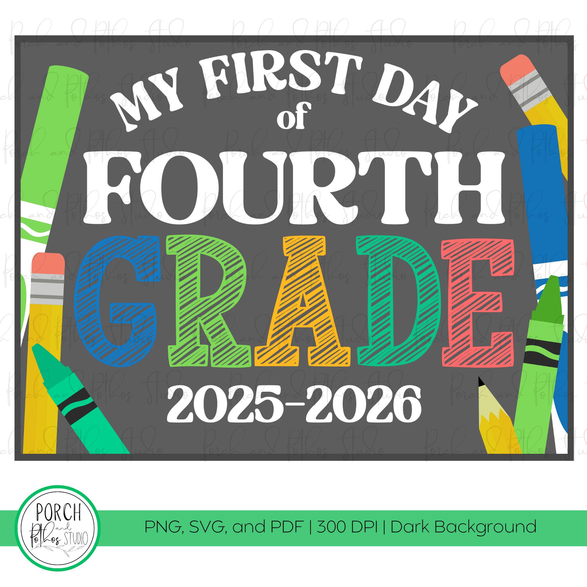 Fourth Grade First Day Sign Bundle: SVG, PNG, PDF (digital Download) - Etsy