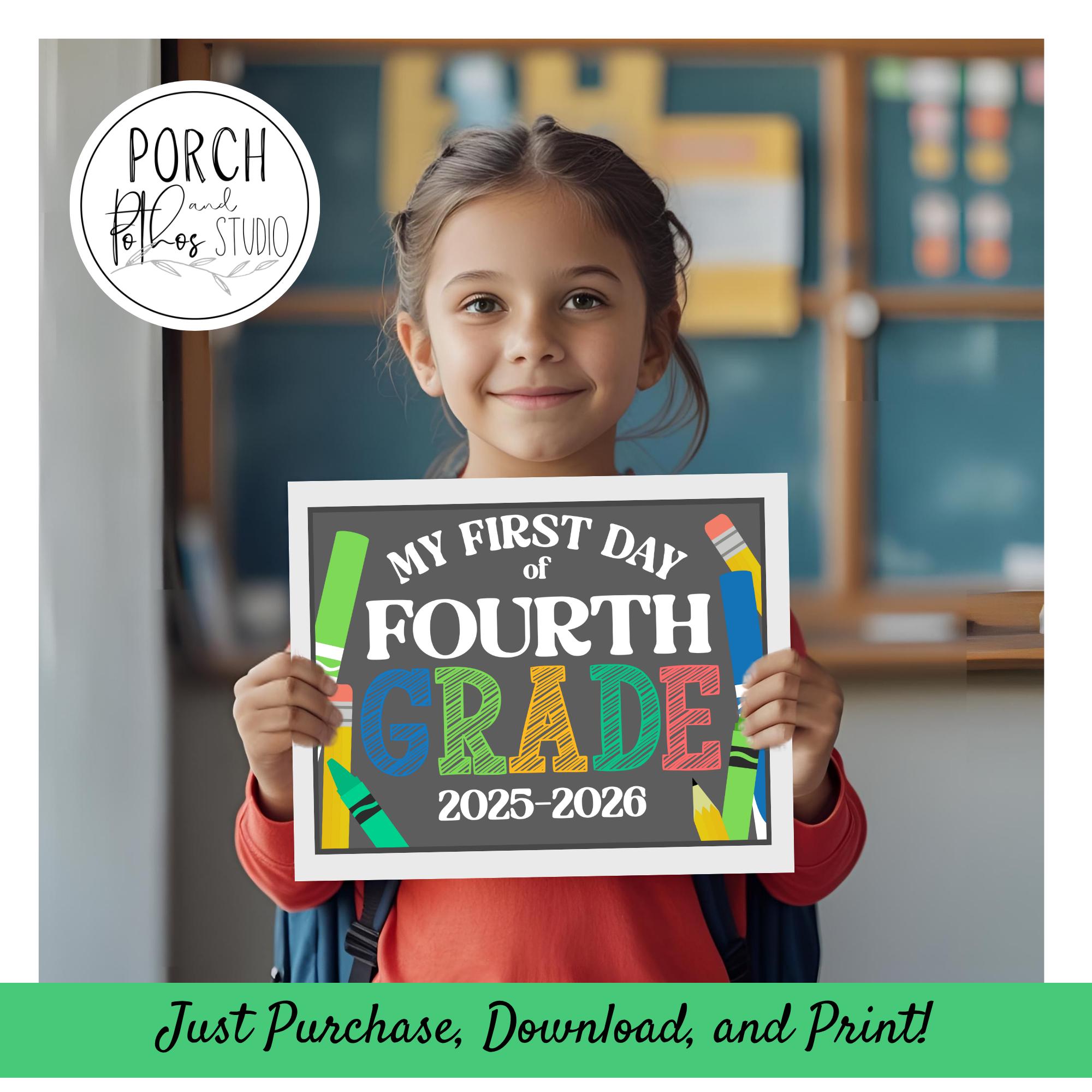Fourth Grade First Day Sign Bundle: SVG, PNG, PDF (digital Download) - Etsy