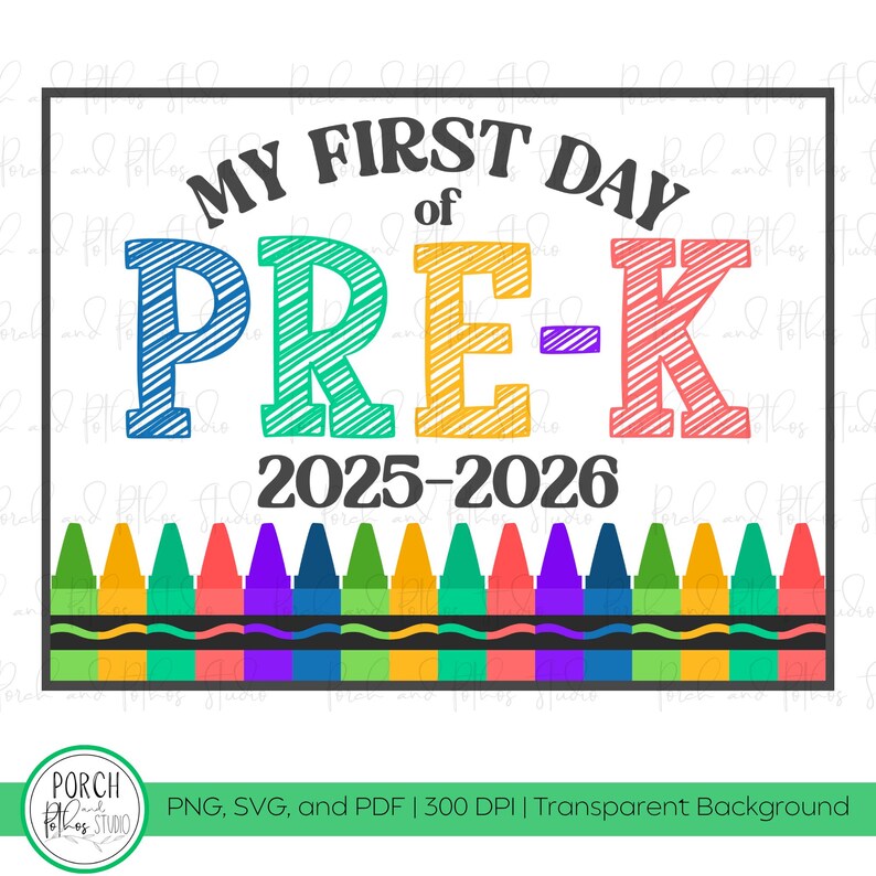 My First Day of Prek SVG PNG and PDF Bundle | Back to School Printable ...