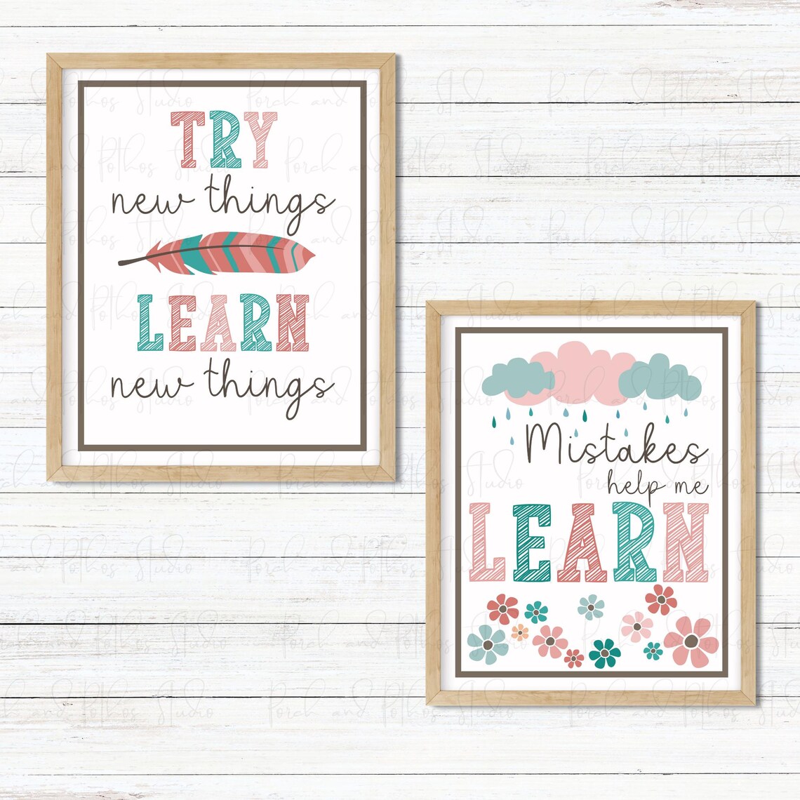 Growth and Learning Classroom Posters PNG and PDF Bundle | Boho ...