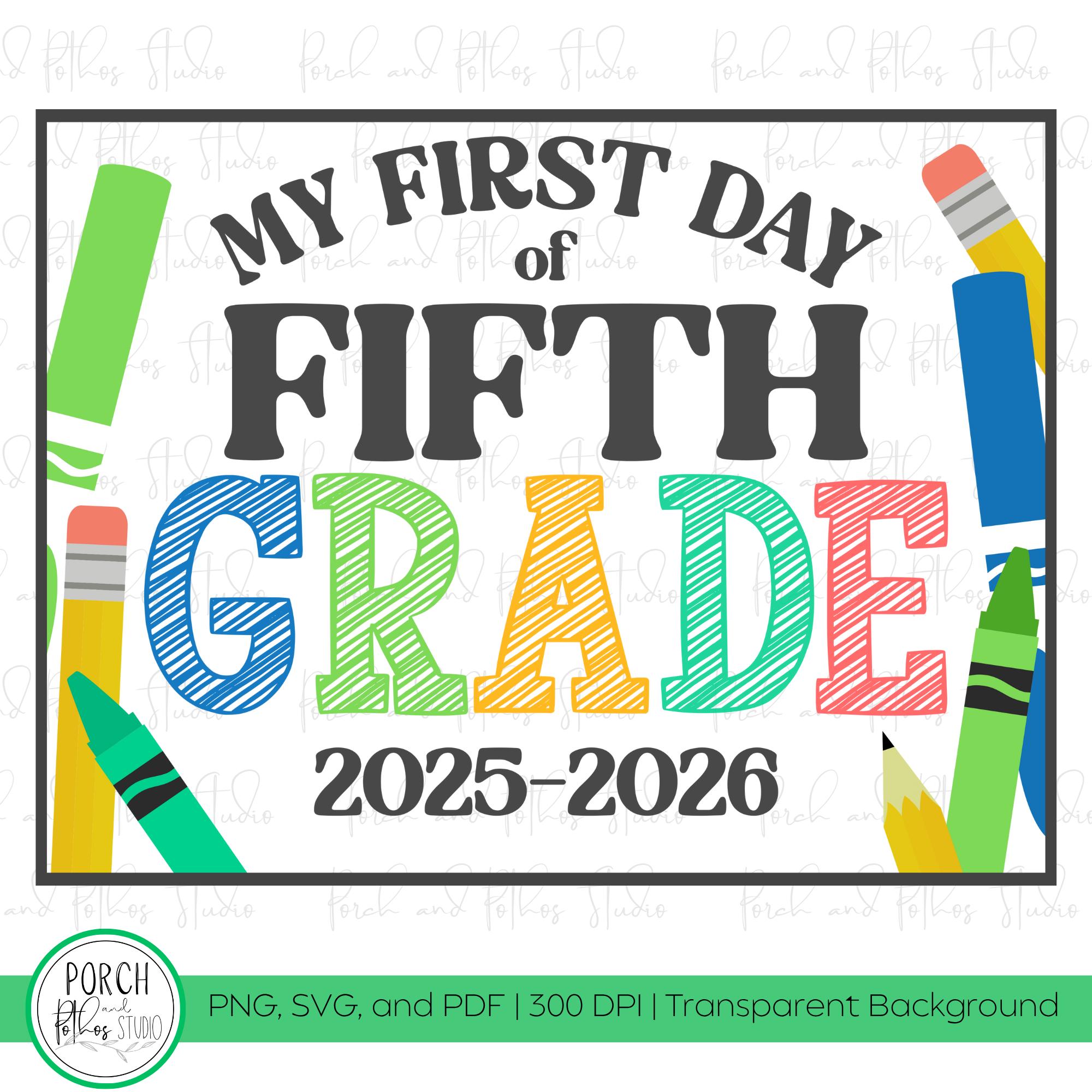 Fifth Grade Back to School Sign Bundle: SVG, PNG, PDF (digital Download ...
