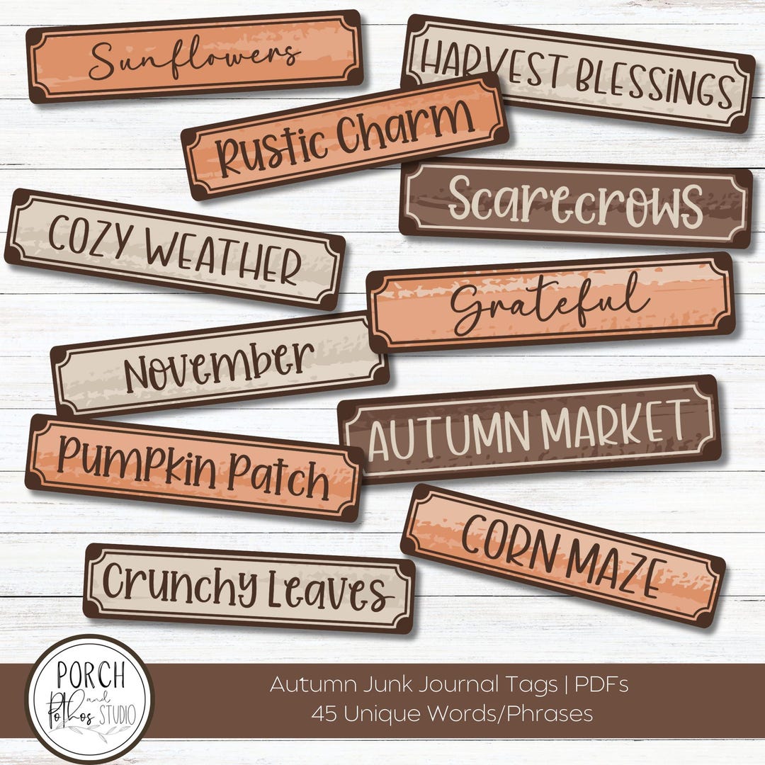 Autumn Junk Journal Words Printable | Vintage Fall Scrapbooking ...