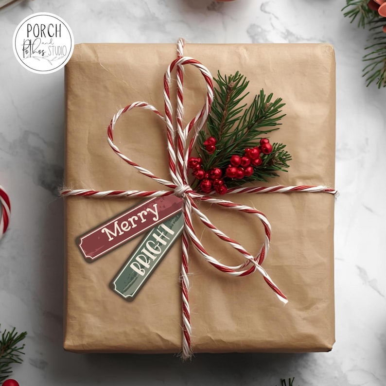 Farmhouse Christmas Junk Journal Labels | Rustic Holiday Word Strips ...