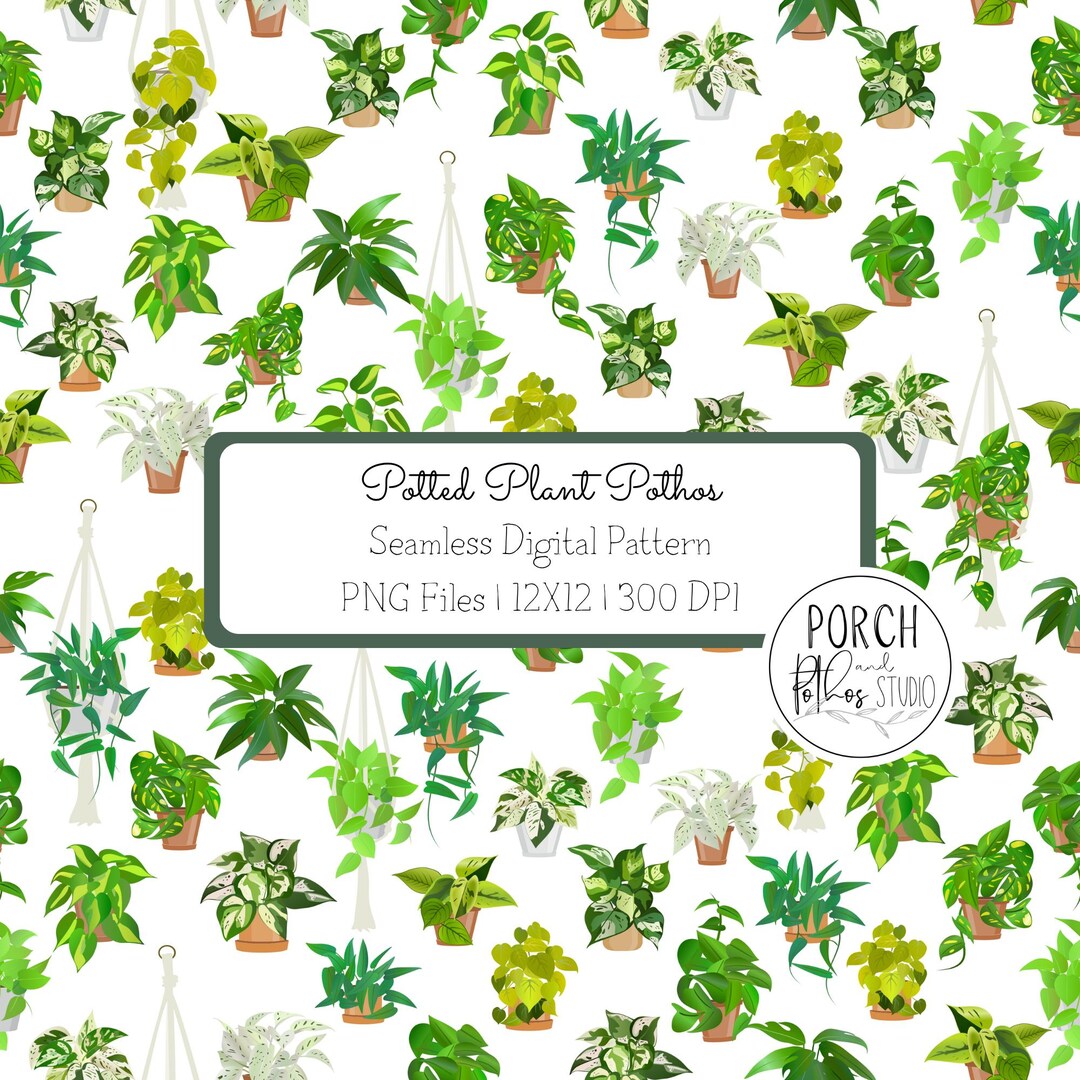 Potted Plant Plant Seamless Pattern: Botanical Digital Paper Featuring ...