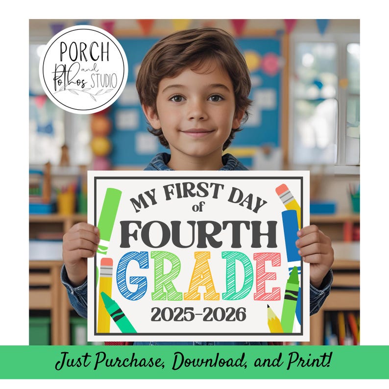 Fourth Grade First Day Sign Bundle: SVG, PNG, PDF (digital Download) - Etsy