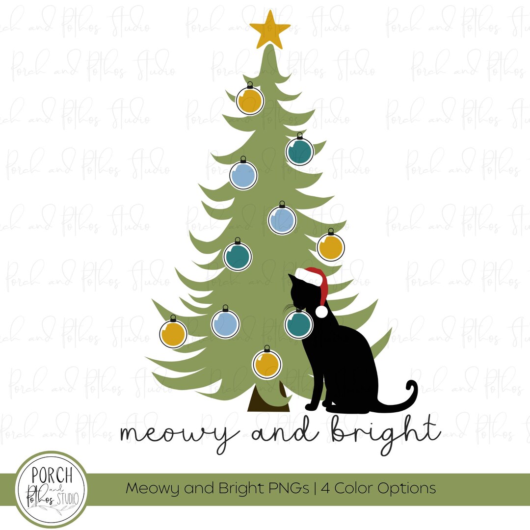 Meowy and Bright Christmas Cat Clipart Bundle: PNG Digital Download - Etsy