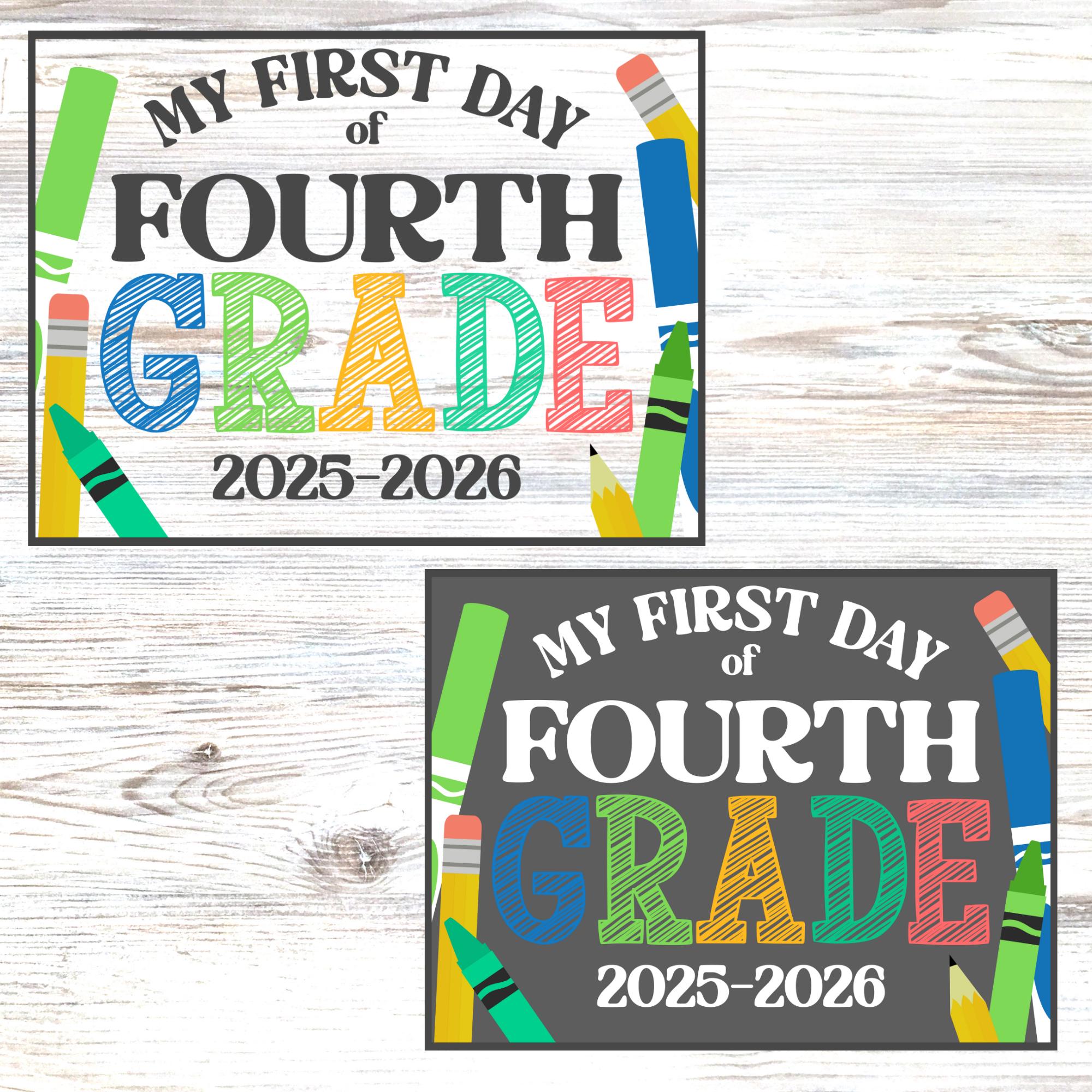 Fourth Grade First Day Sign Bundle: SVG, PNG, PDF (digital Download) - Etsy