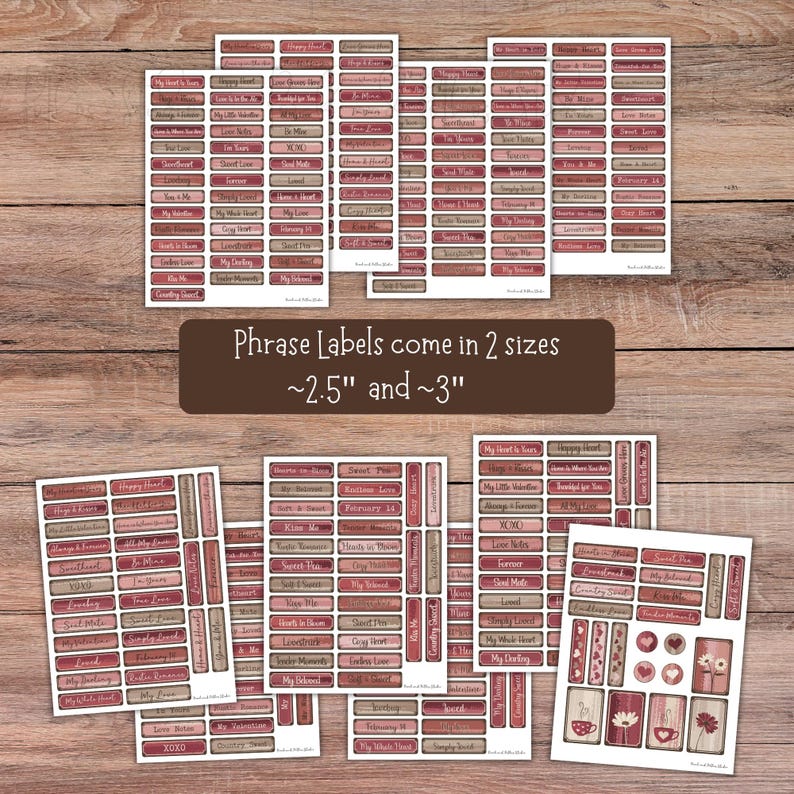 Boho Valentines Junk Journal Labels | Cottagecore Sweetheart Word ...