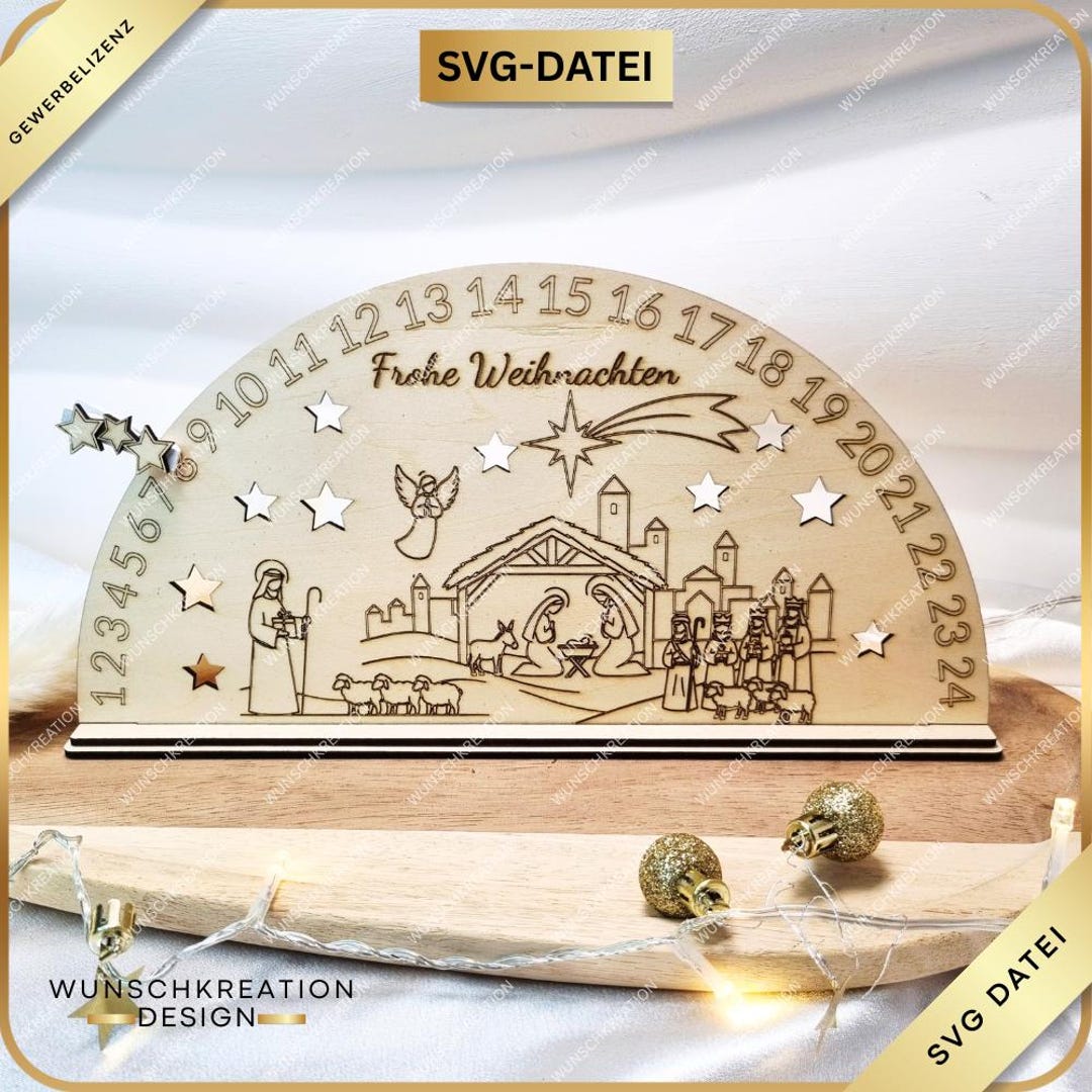 SVG Laser File Advent Calendar | Advent Countdown Arch | Hand-drawn ...
