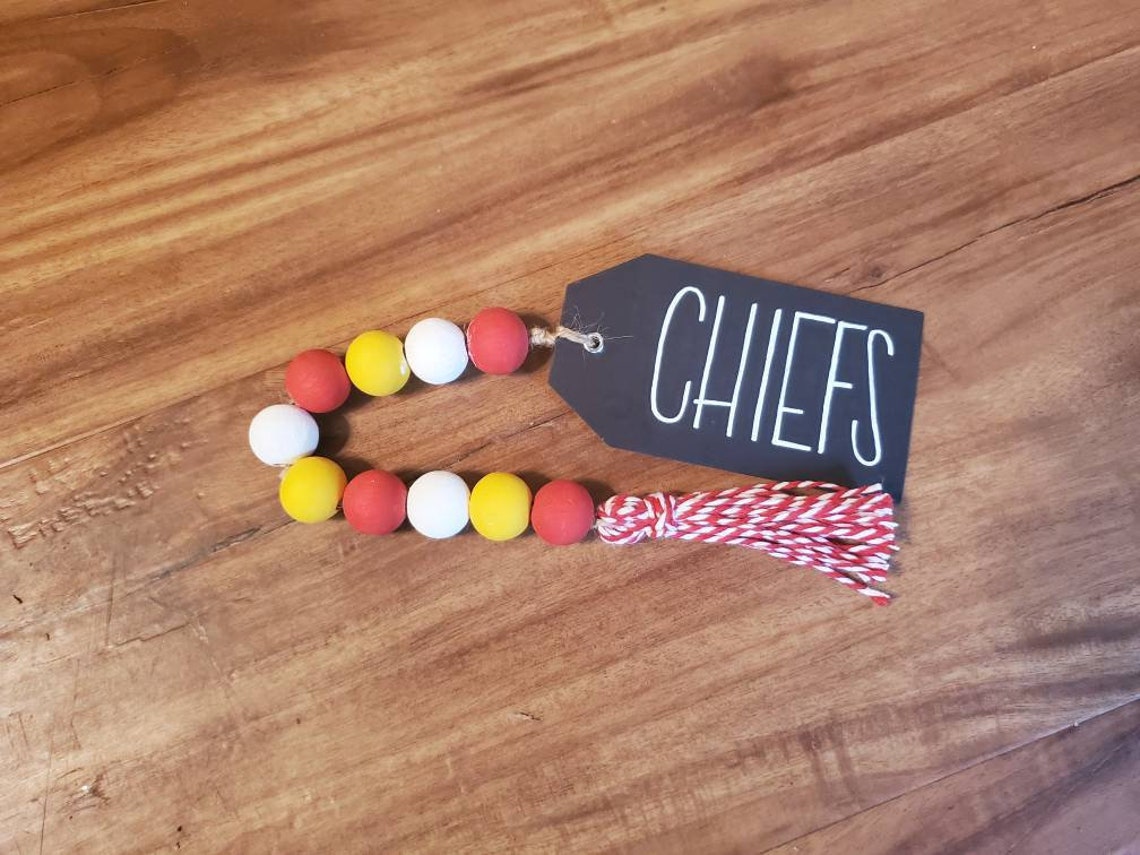 Football KC CHIEFS Wood HOME Decor Garland Beads Kansas | Etsy