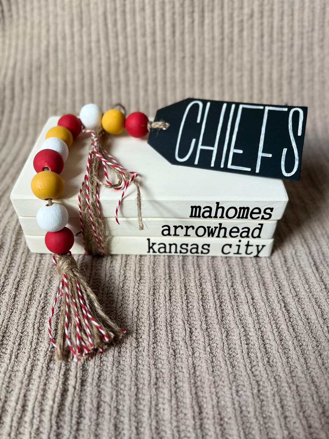 Football Faux Small Book Stacks | KC CHIEFS | Kansas City - Etsy