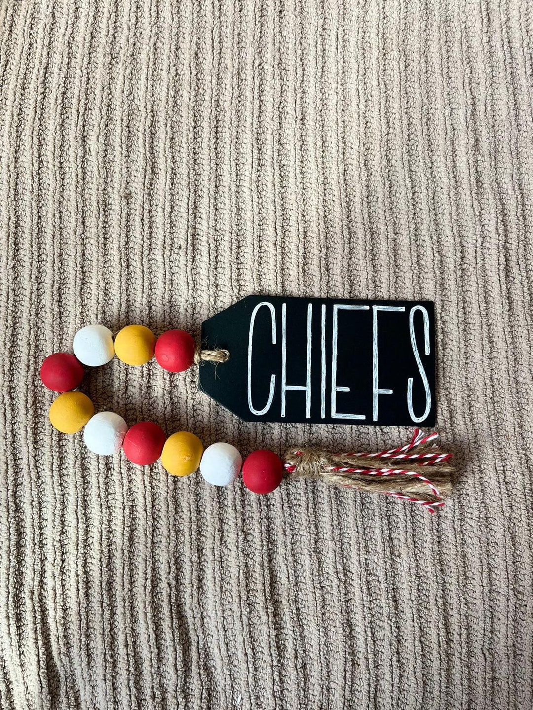 Football | KC CHIEFS | Wood HOME Decor Garland Beads Kansas City - Etsy