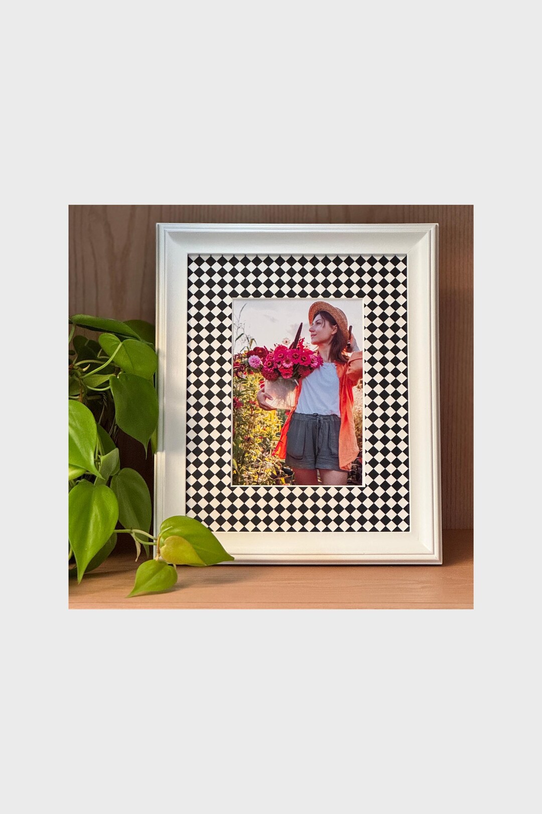 Plaid Photo Frame Matte: Modern Black Grid Design, 5x7 or 8x10 - Etsy