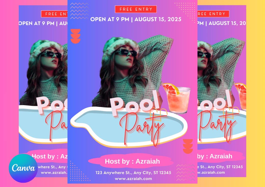 Editable Pool Party Flyer | DIY Printable Summer Bash Invite | Teen ...