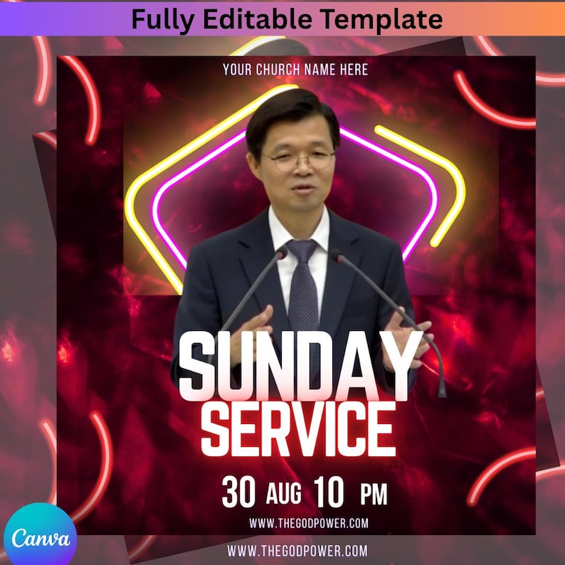 Printable Church Sunday Service Program Template | Editable Worship ...