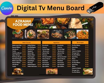 Animated TV Restaurant Menu | Digital Menu Board for TV Display | Plug ...