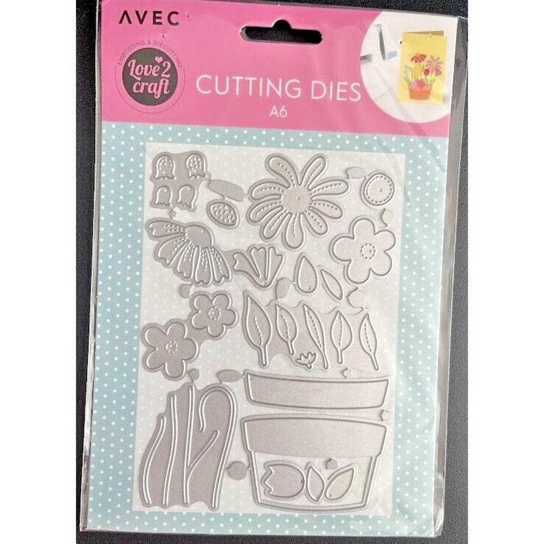 Avec Love 2 Craft Flower Pot Die Cutting Set Embossing Dies From the ...