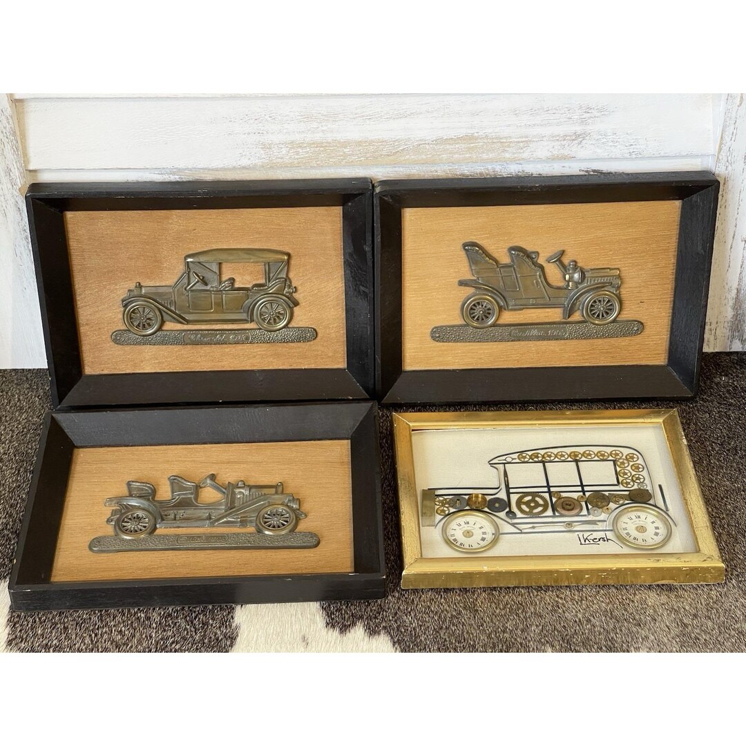 4 Vintage Classic Car Wall Art 1913 & 1921 Chevrolet, 1908 Buick, 1905 ...