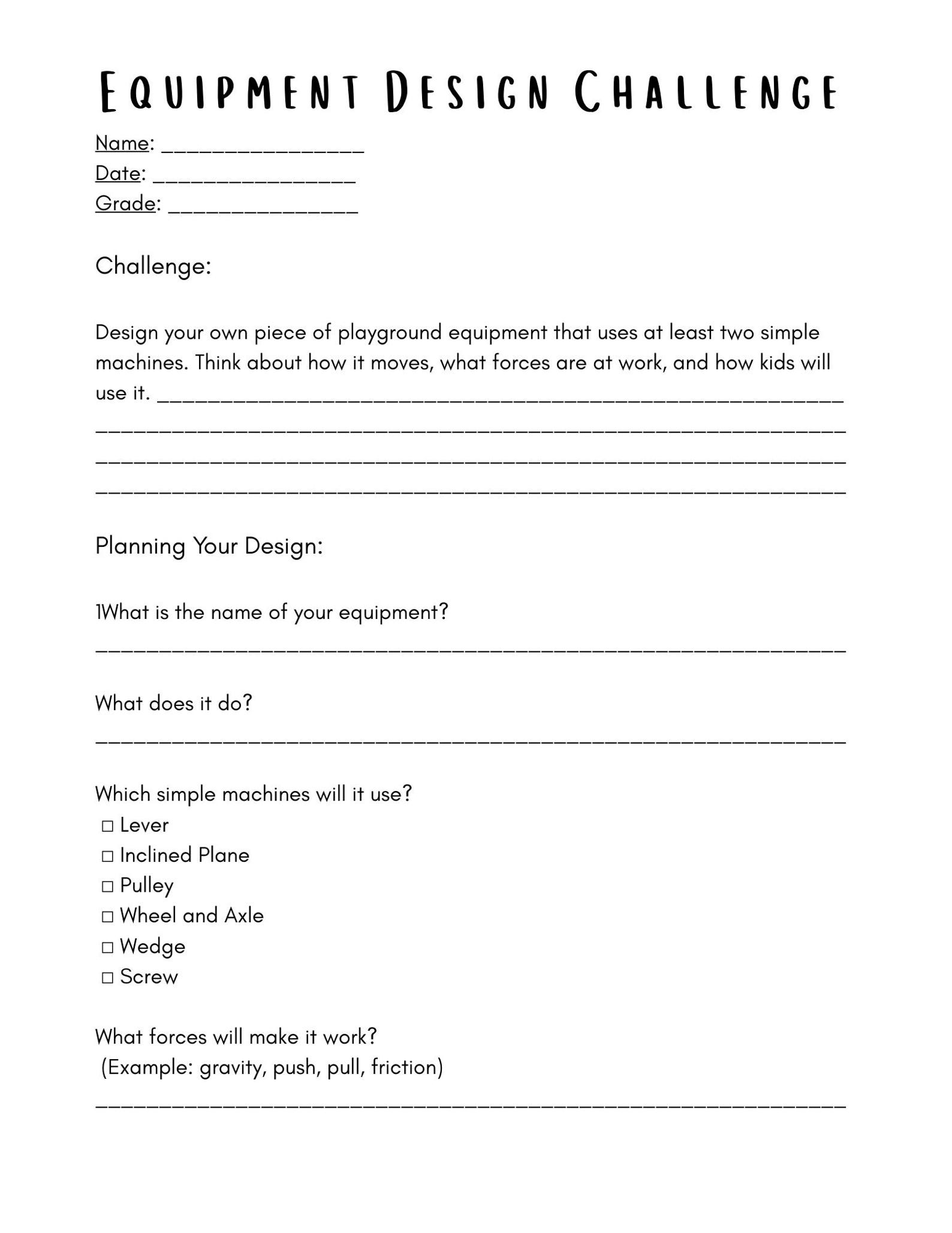 Physics at the Playground Lesson Plan - Etsy