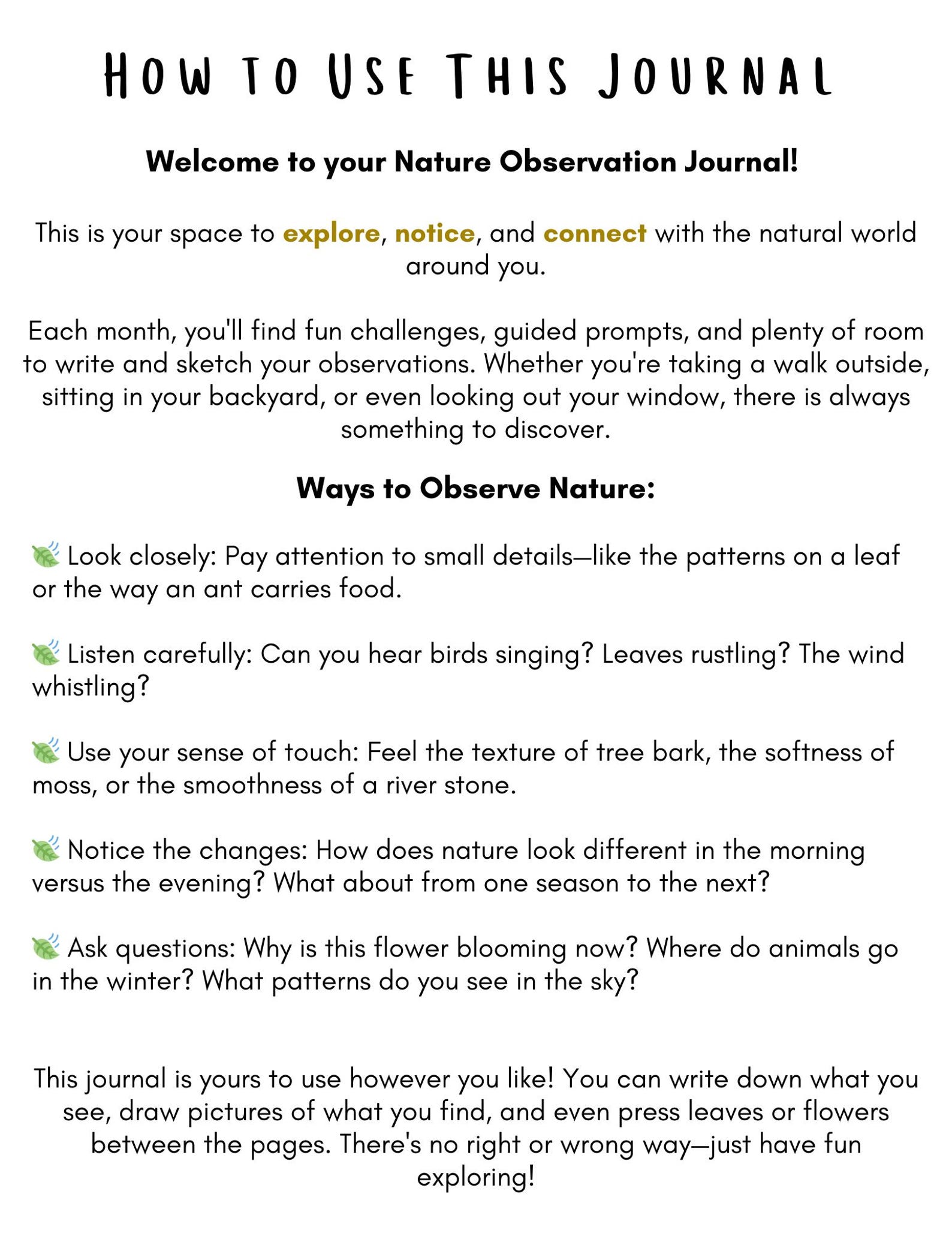 My Nature Observation Journal - Etsy