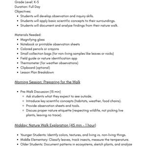 Science on a Nature Walk Lesson Plan - Etsy
