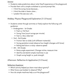 Physics at the Playground Lesson Plan - Etsy