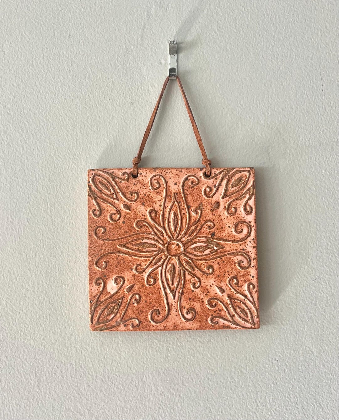 Textured Design Ceramic Hanging Wall Tile - Etsy