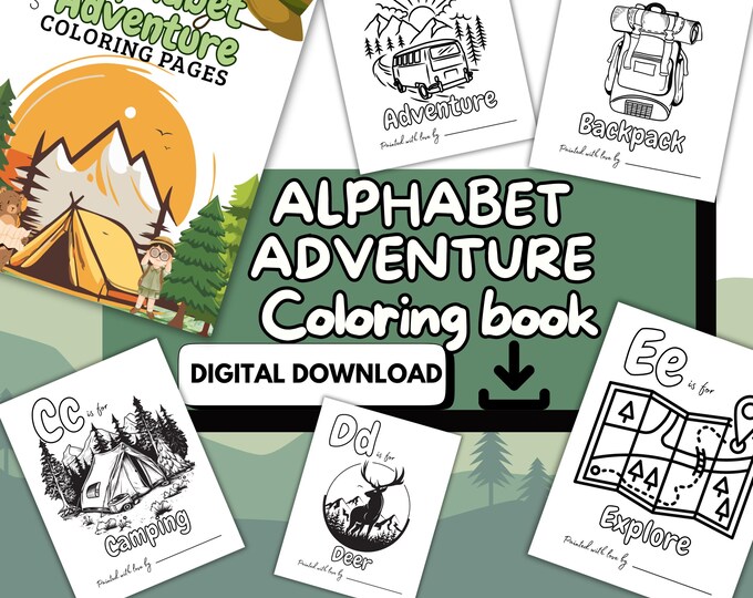 ABC Outdoor Alphabet Adventure Coloring Pages, Camping Nature Travel ...