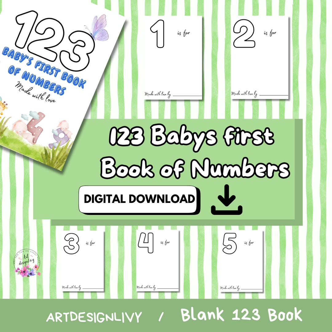 Baby's First Book With 123 Letters, Coloring Book, Instant Download ...