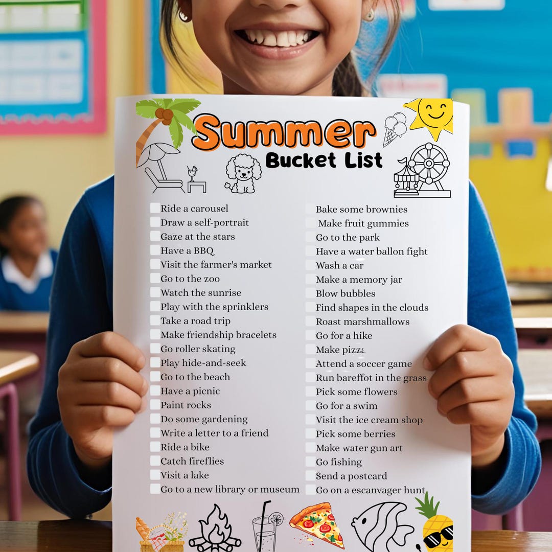 Kids Summer Calendar 2025,summer Wish List for Kids, Summer Plans List ...