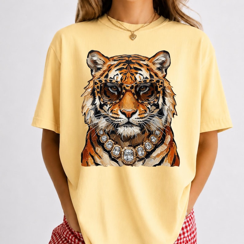 Cool Tiger Graphic Shirt, Stylish Animal Tee, Trendy Wildlife Art Shirt ...