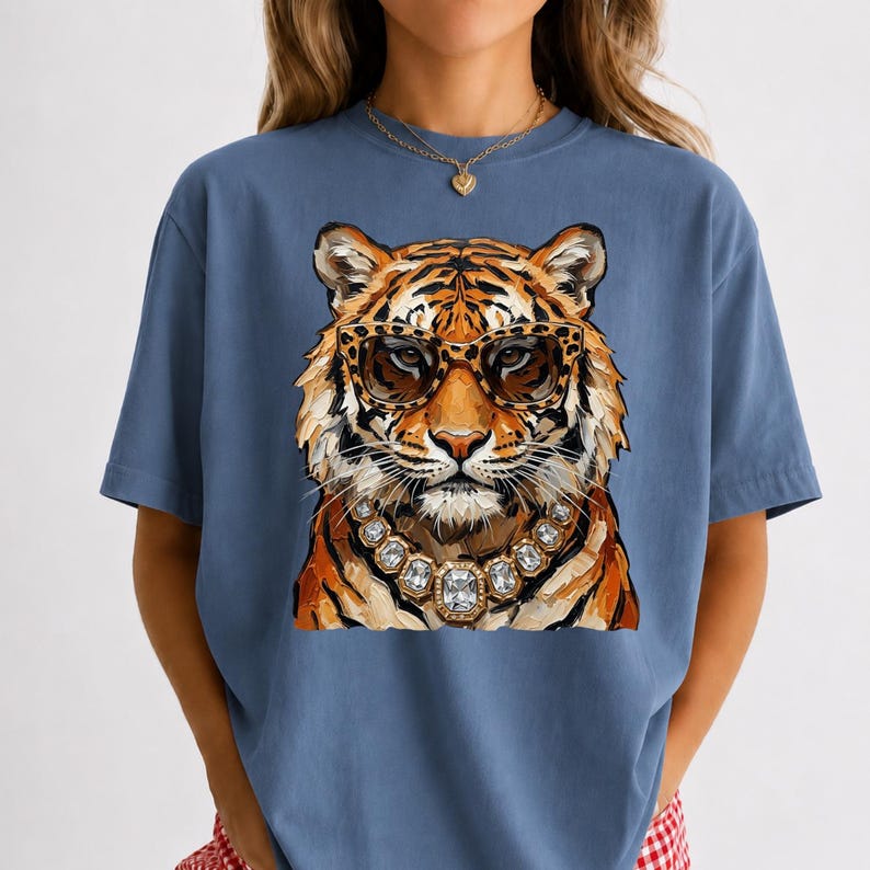 Cool Tiger Graphic Shirt, Stylish Animal Tee, Trendy Wildlife Art Shirt ...