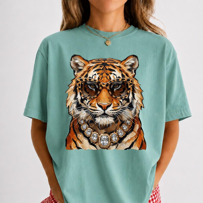 Cool Tiger Graphic Shirt, Stylish Animal Tee, Trendy Wildlife Art Shirt ...