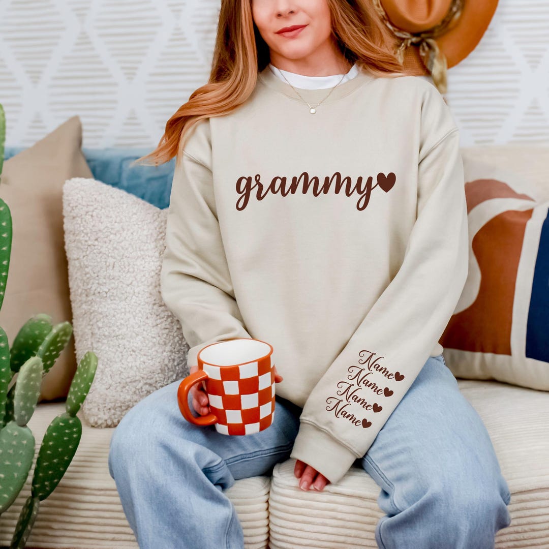 Personalized Name Sleeve Sweatshirt, Custom Mama Gigi Nene Granny ...