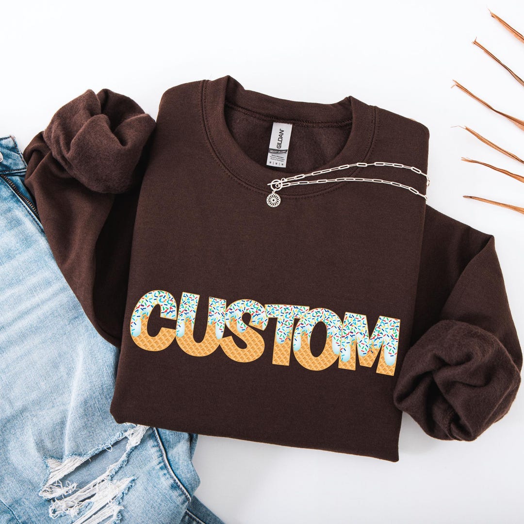 Custom Waffle Letter Sweatshirt • Personalized Name Text • Ice Cream ...