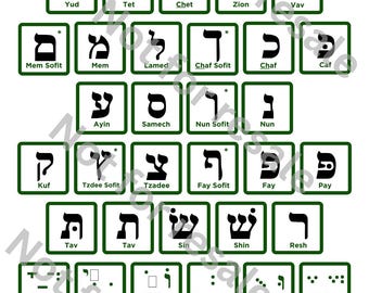 Black Alef Bet Hebrew Poster With Vowels and Finals - Etsy