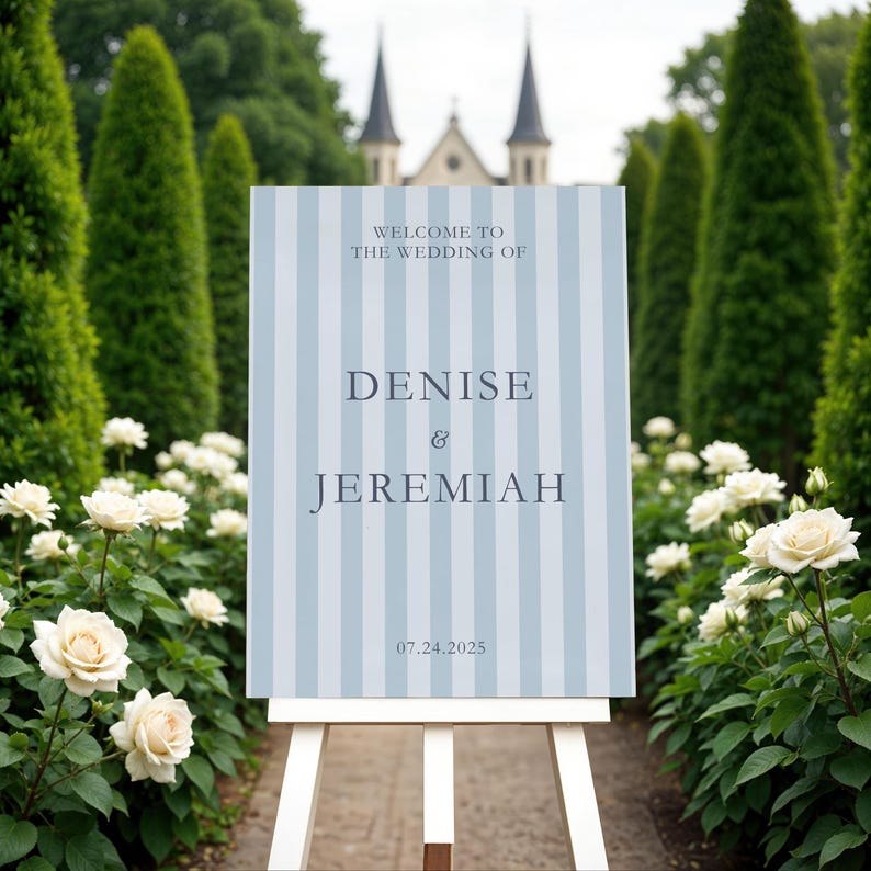 Customizable Striped Wedding Welcome Sign | Canva Template - Etsy