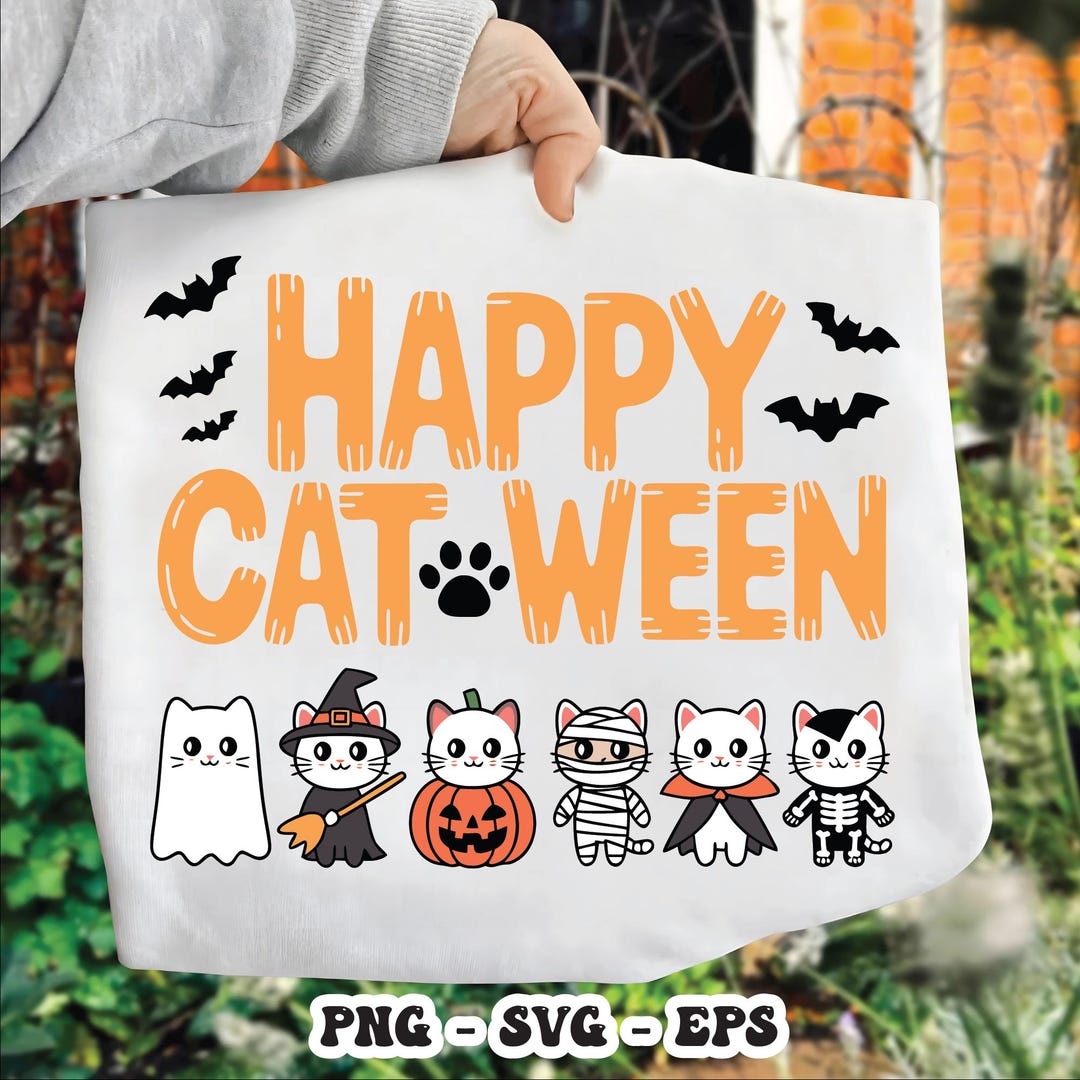 Happy Cat-ween SVG | Cute Halloween Cat Clipart | Funny Cat Halloween ...