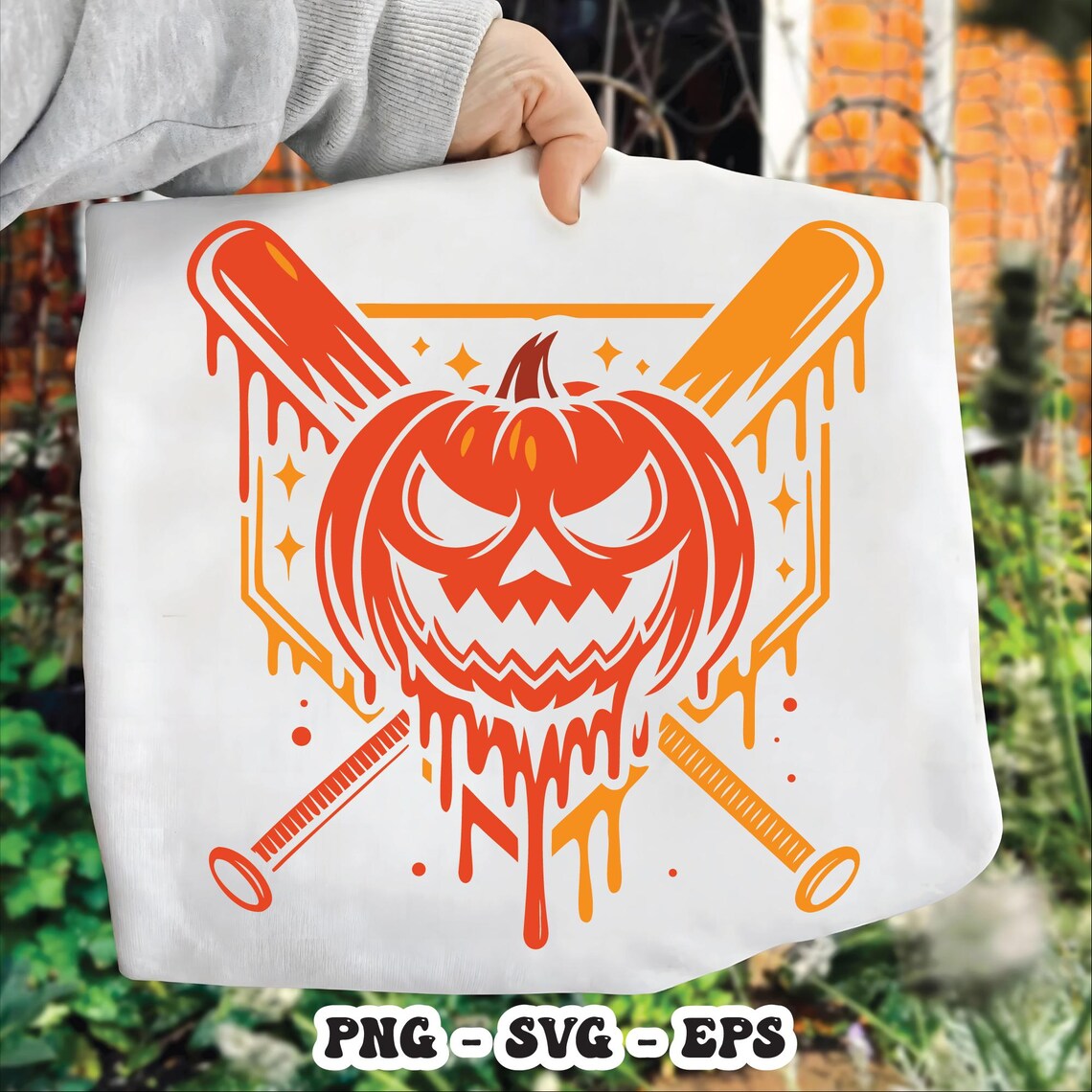 Pumpkin Halloween Baseball Ice Cream Drip PNG SVG, Spooky Boys Youth ...